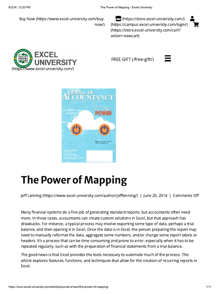 The Power of Mapping - Excel University | PDF