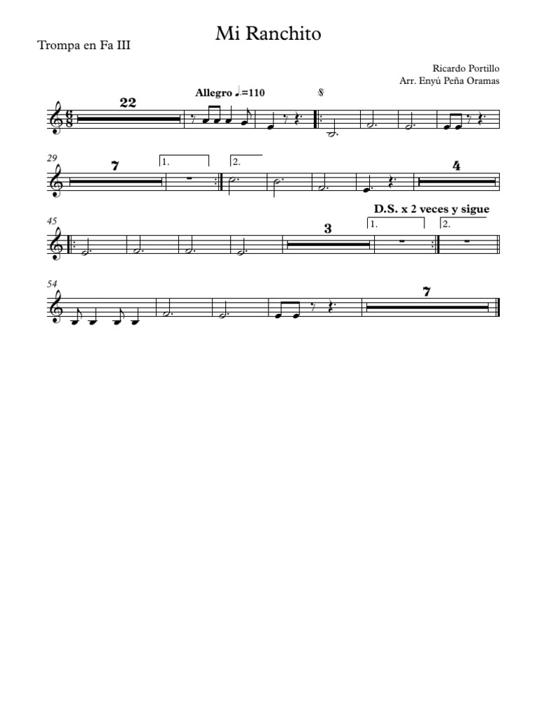 Mi Ranchito - Trompa en Fa III | PDF