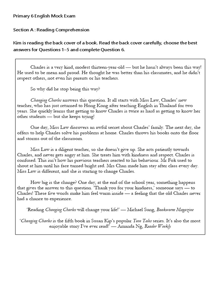 Primary 6 English Mock Exam | PDF