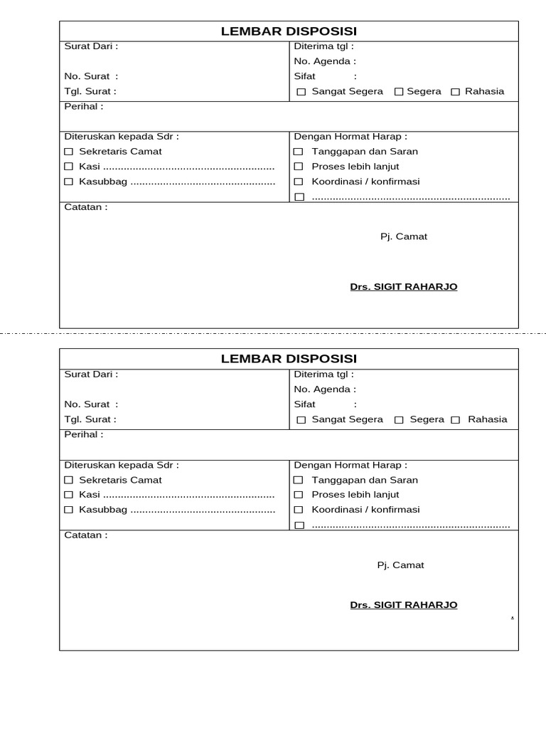 Lembar Disposisi | PDF