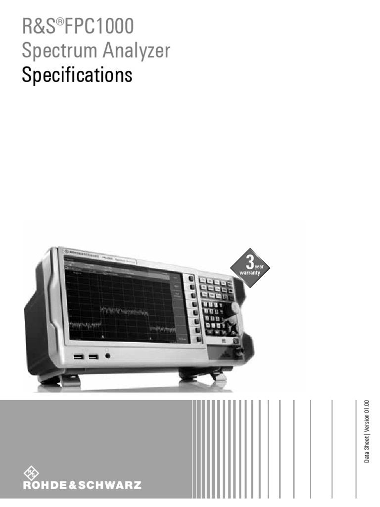 Specifications: R&S®FPC1000 Spectrum Analyzer | PDF
