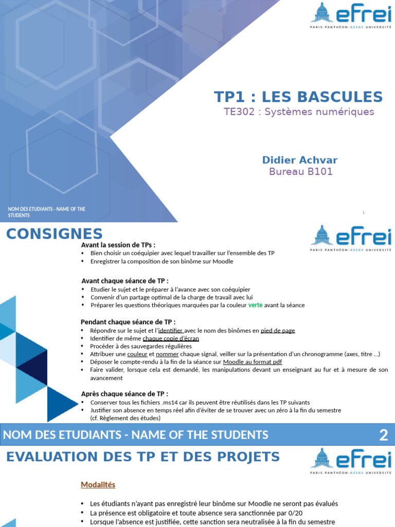 TP1-Bascules 2024 ETUDIANT | PDF