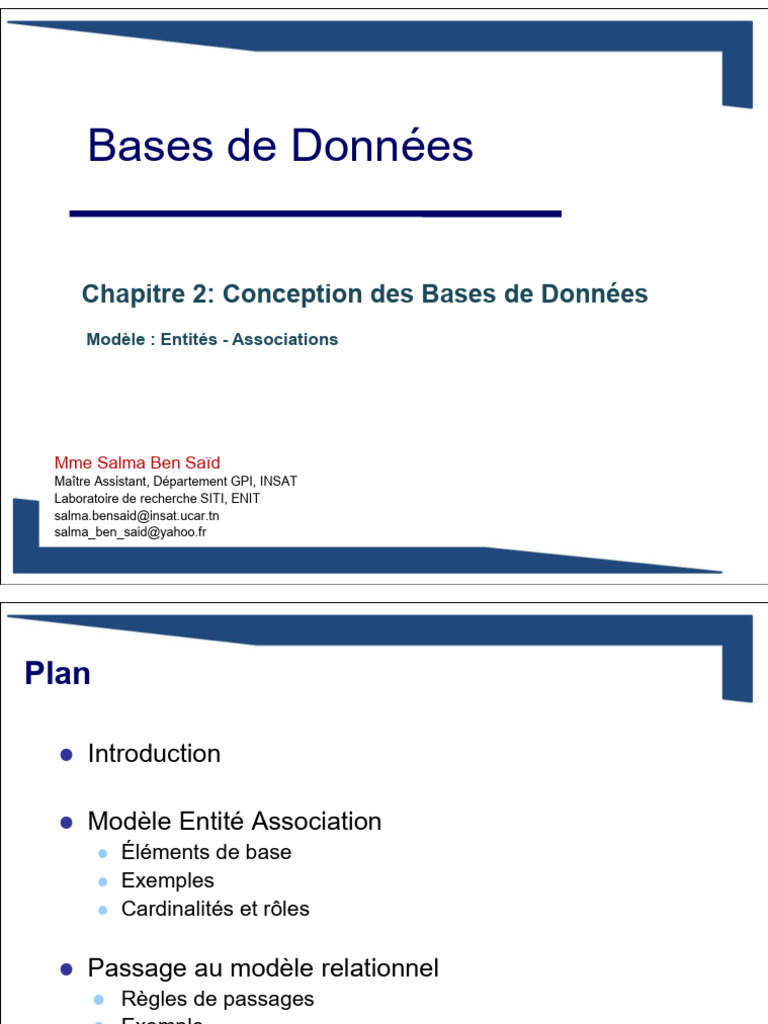 Chapitre2 - Conception Des BDs - Modele - E-A | PDF