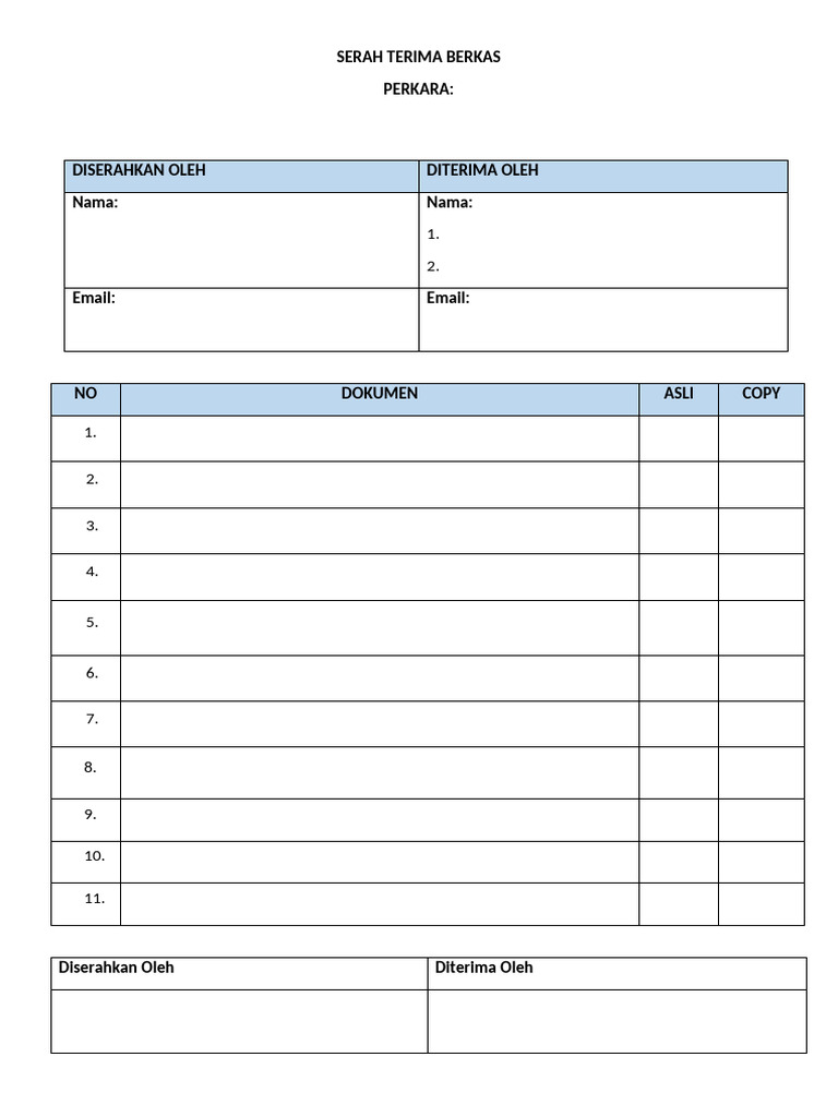 Format Serah Terima Berkas | PDF