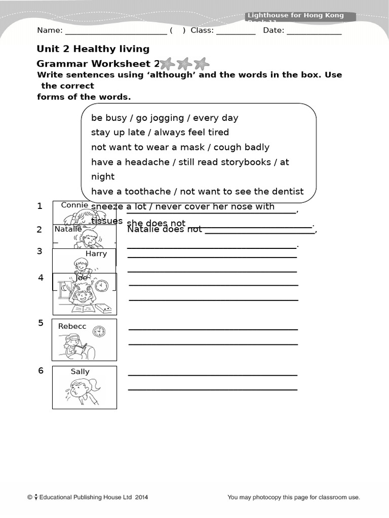 Unit 2 Healthy Living Grammar Worksheet 2.2C | PDF