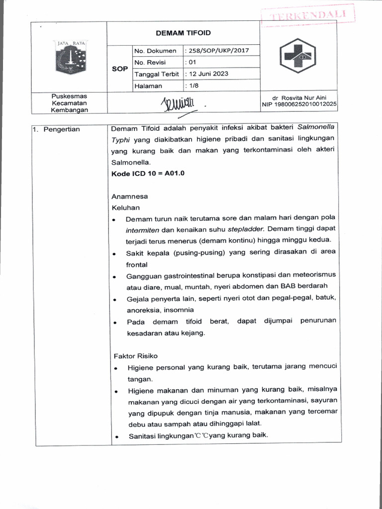 SOP DEMAM TIFOID | PDF