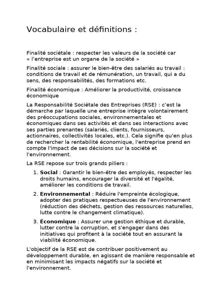 Vocabulaire Et Définitions | PDF