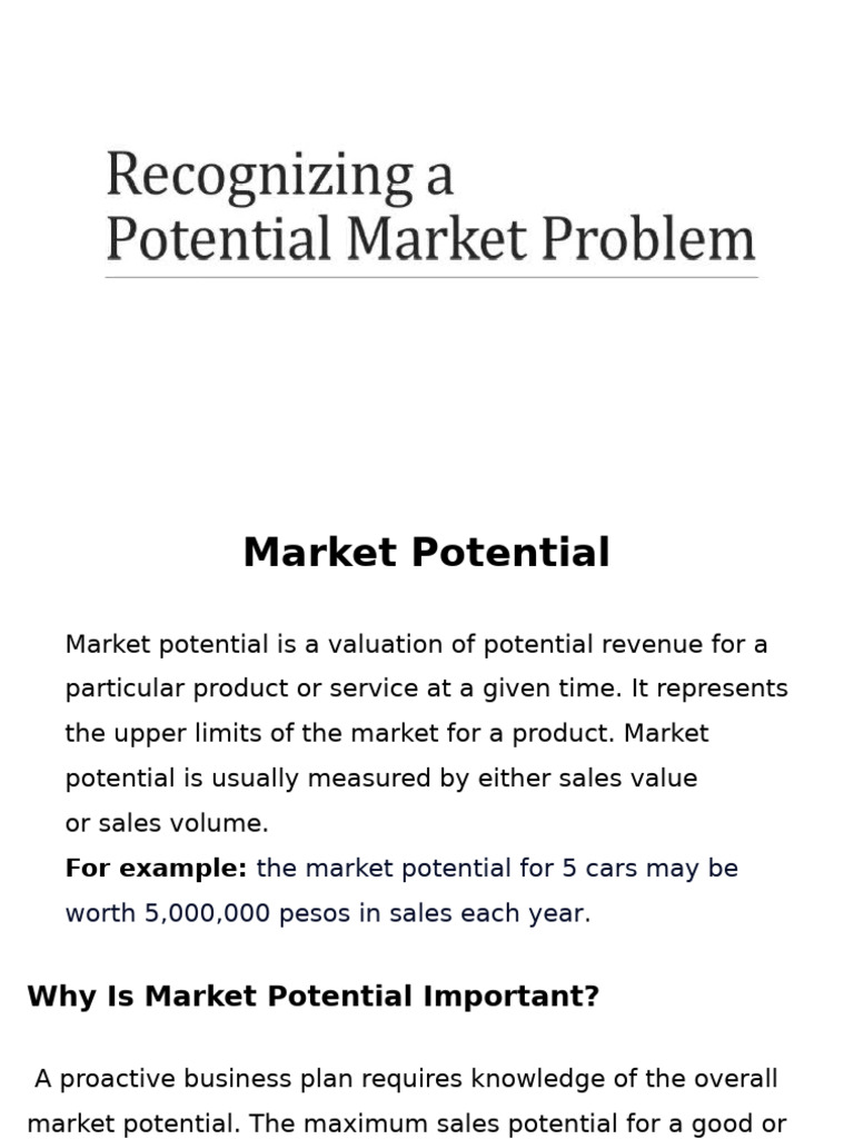 Recognizing A Potential Market Problem - Final | PDF