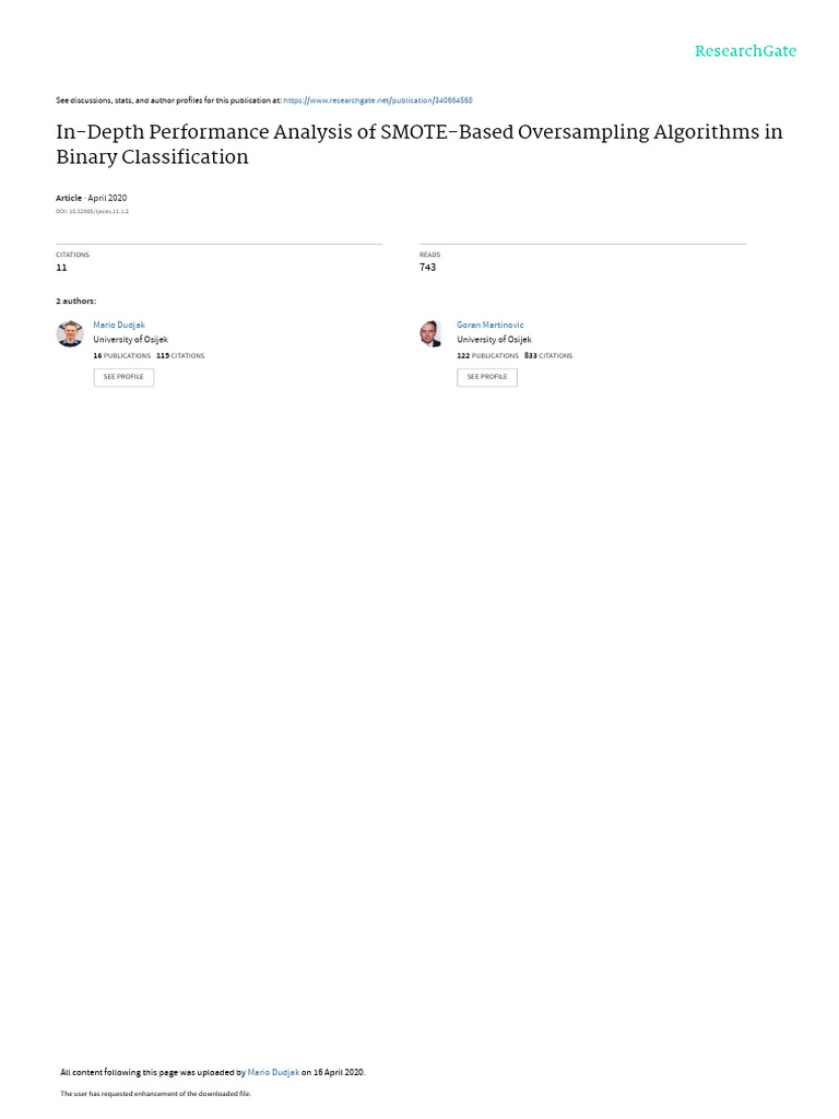 2020 SMOTE Variants Comparison | PDF