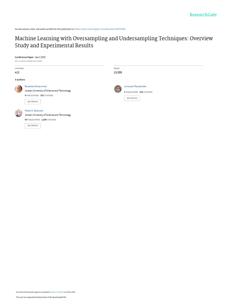 2020 Oversampling and Undersampling | PDF