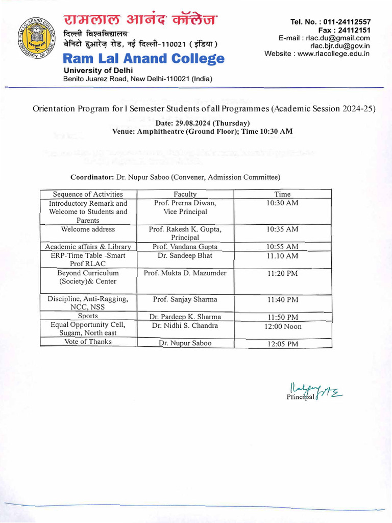 Revised-schedule-Orientation Program_2024-25 | PDF