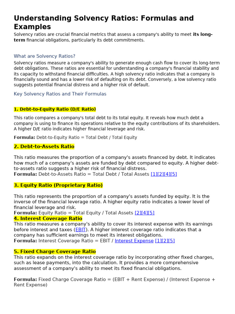 Understanding Solvency RatiosLIQUIDY | PDF | Market Liquidity | Debt