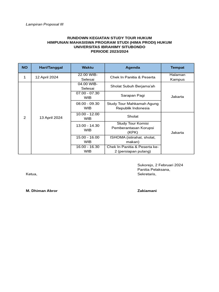 Lampiran Proposal III Manual Acara | PDF