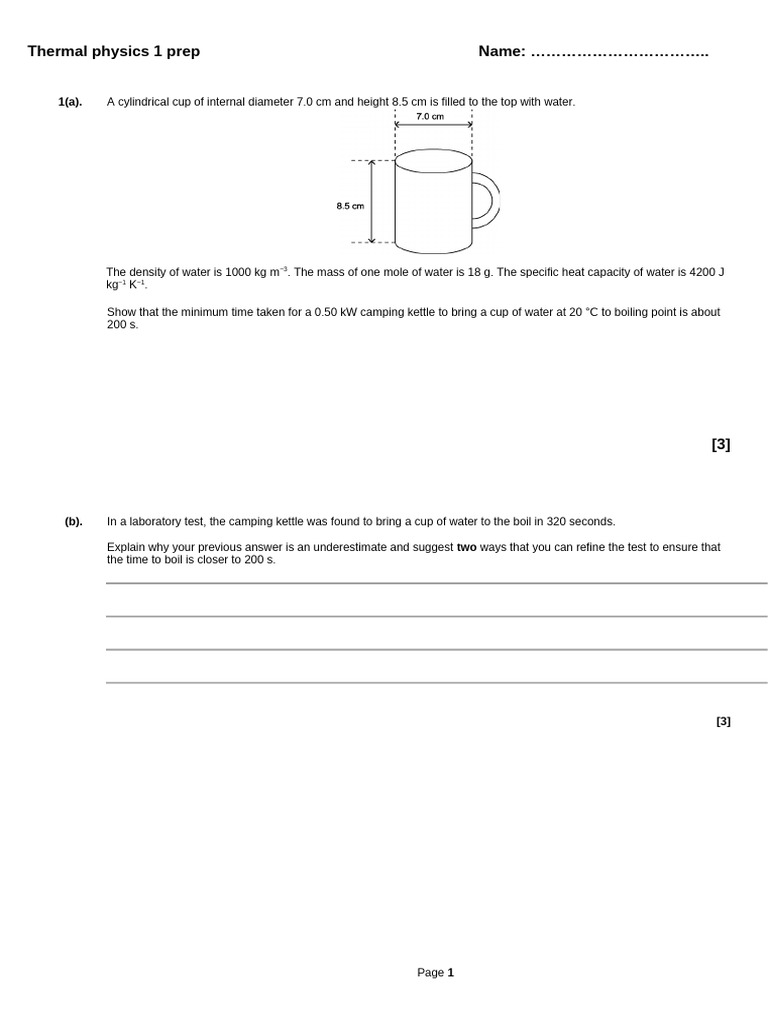 Thermal_physics_1 Qs | PDF