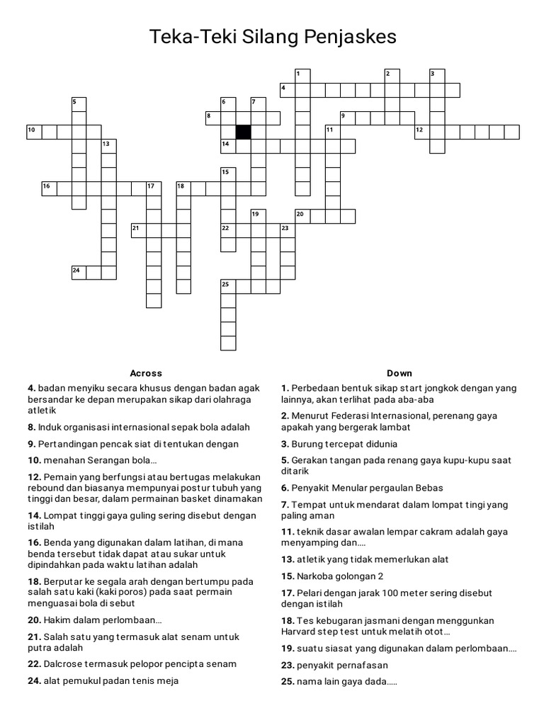 Teka-Teki Silang Penjaskes - Crossword Labs | PDF Teka-Teki Silang Penjaskes - Crossword Labs | PDF