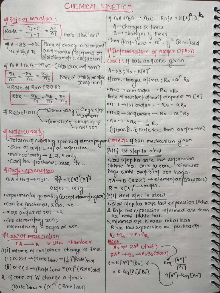 Chemical Kinetics Quick Revision Sheet Chemistry | PDF