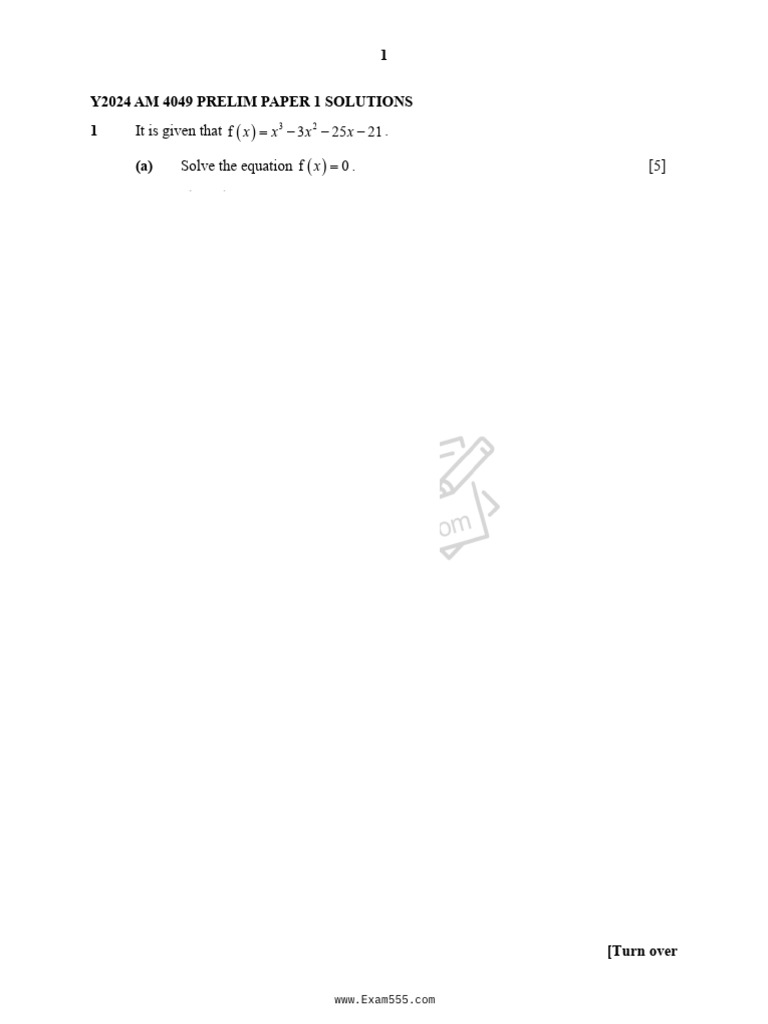 S4 A-Math SJI P1 2024 (With Answer) EXAM555 | PDF