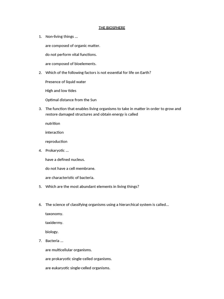 Biosphere test | PDF