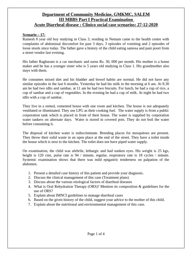 Acute Diarrheal Disease Case Scenarios | PDF | Diarrhea | Breastfeeding