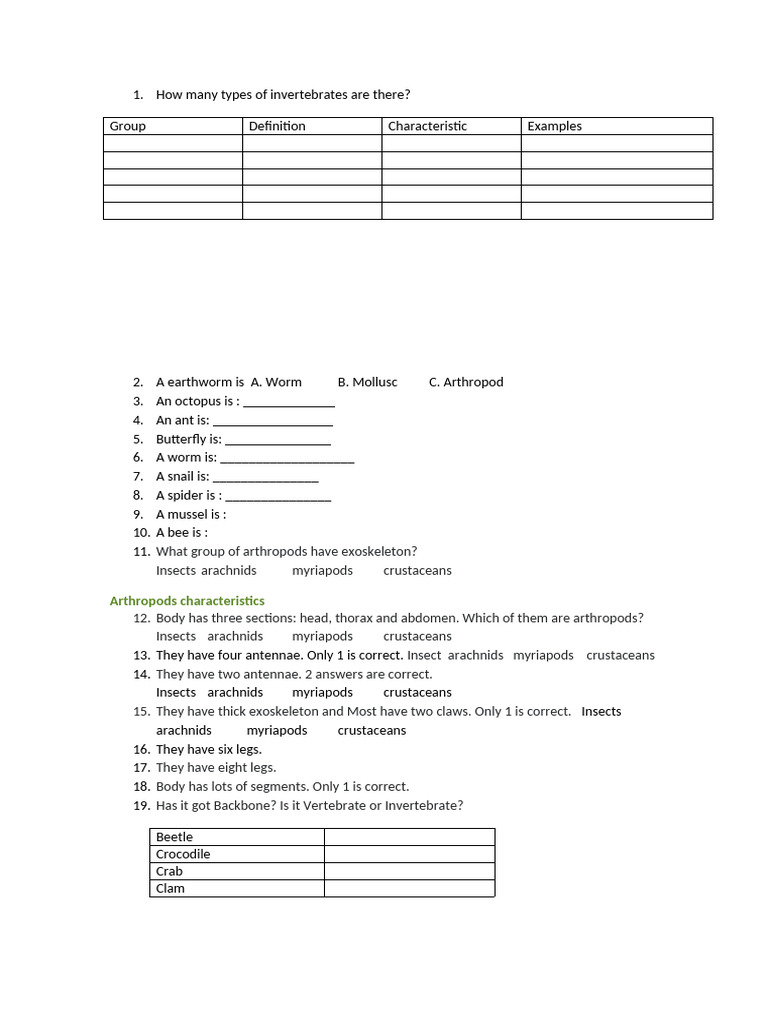 Invertebrates | PDF