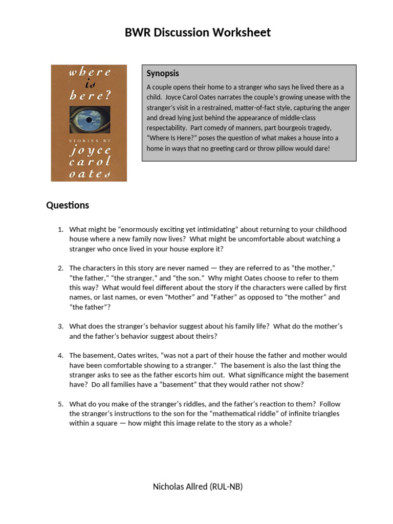 Where Is Here Worksheet - Oates | PDF