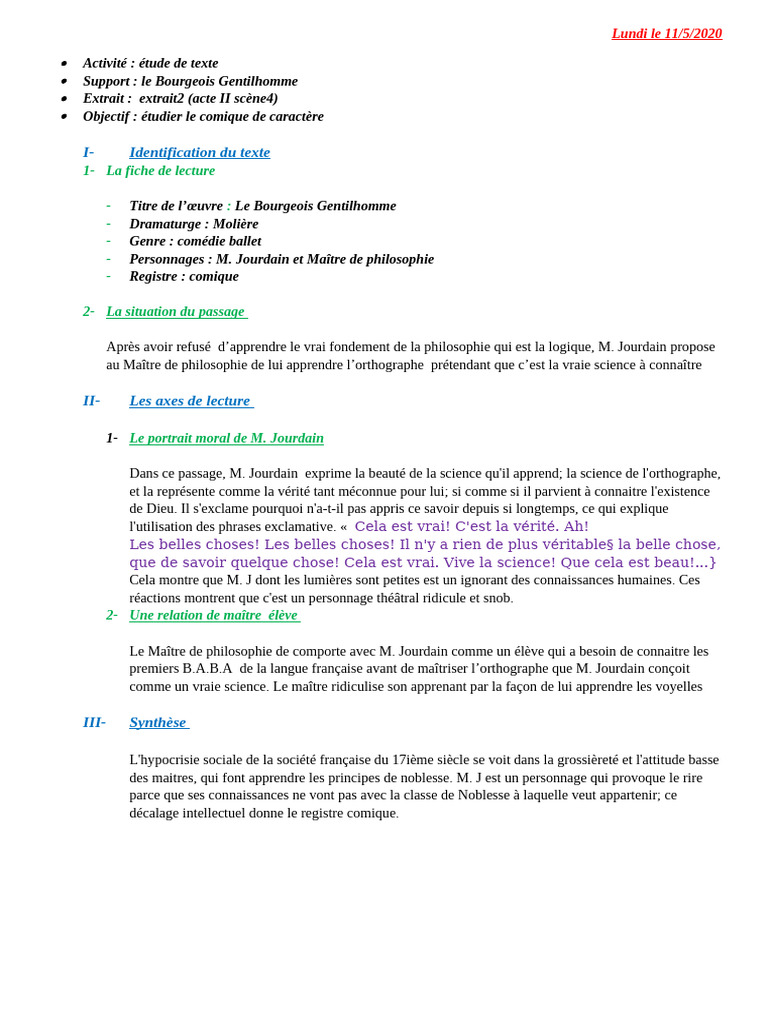 BGH Acte II Scène 4 | PDF