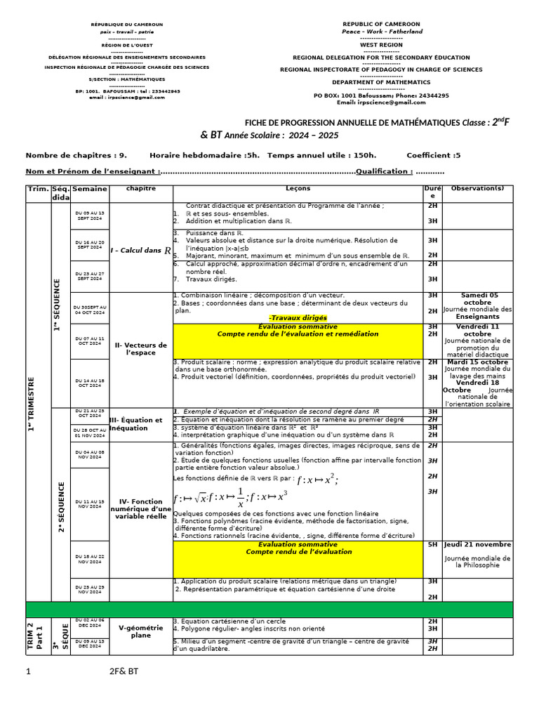 Progression B 2nd F Et BT | PDF