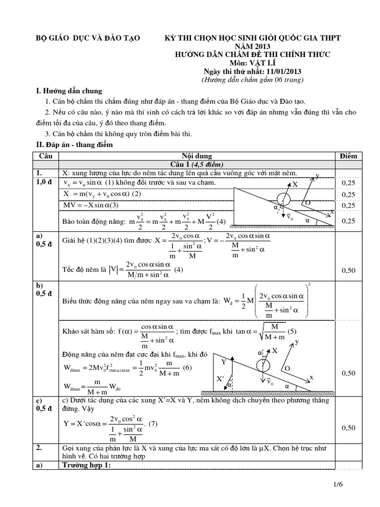 Đáp Án VPHO 2012-2013 Ngày 1 | PDF