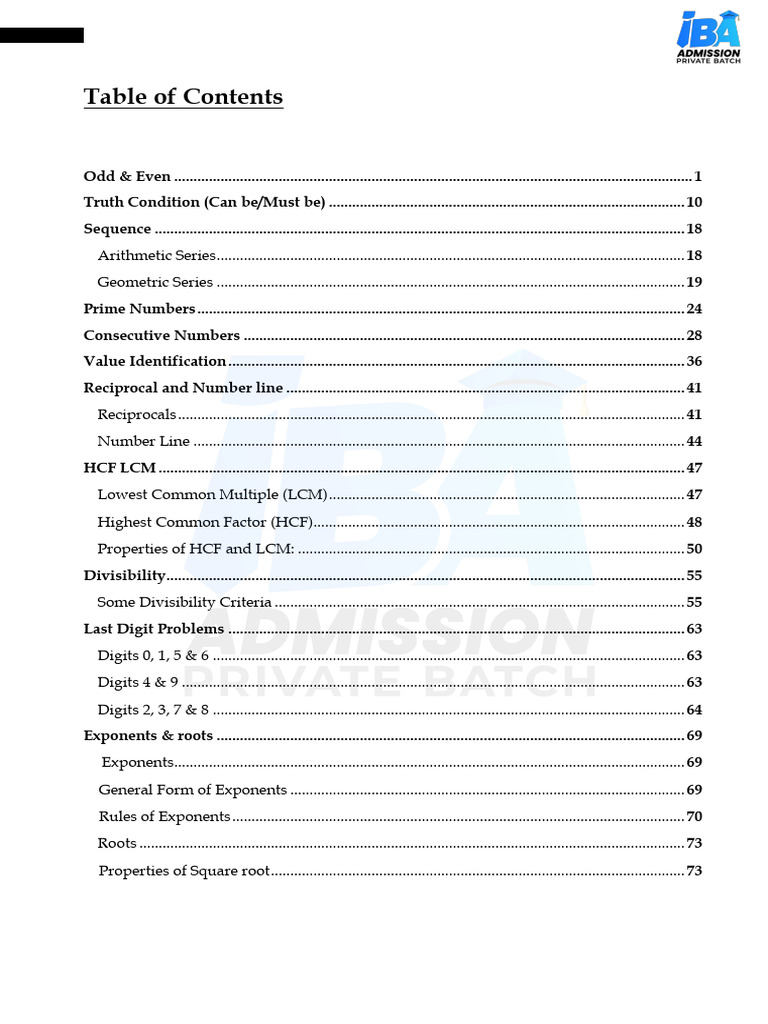 Chapter 1- Numbers- ACS IBA Quant | PDF