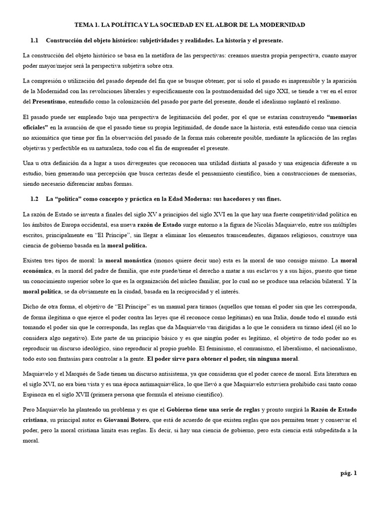 Tema 1 Historia | PDF | Verdad | Política