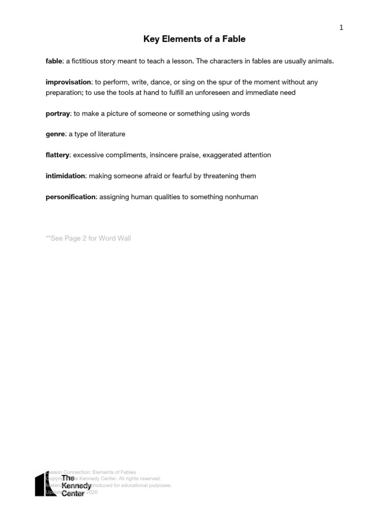 Key Elements of A Fable | PDF