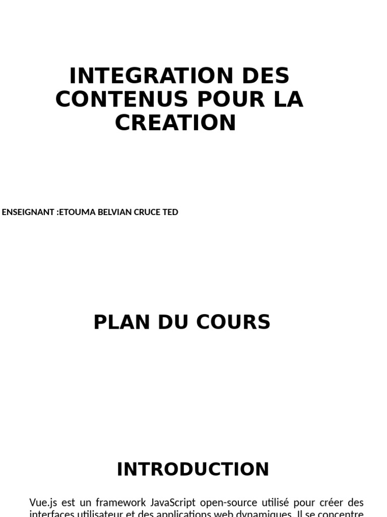 Integration Des Contenus Pour La Creation | PDF Integration Des Contenus Pour La Creation | PDF