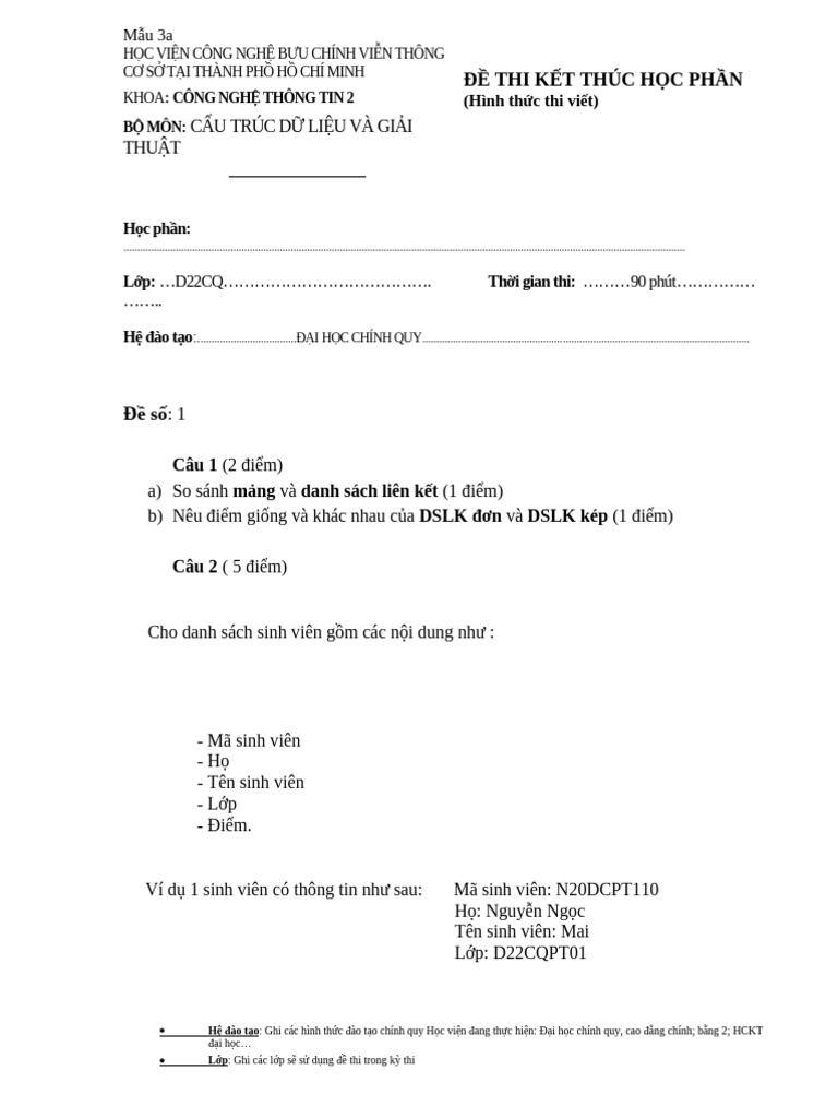 Dethi CTDLGT So1 | PDF