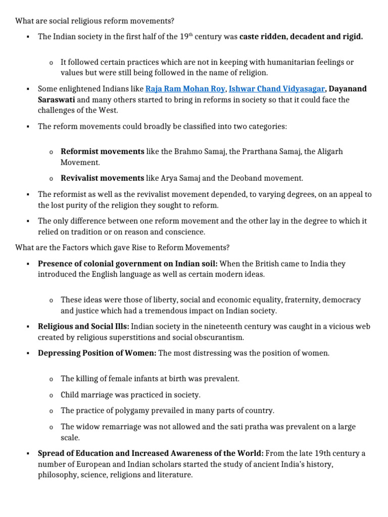 Social Religious Reform Movements | PDF