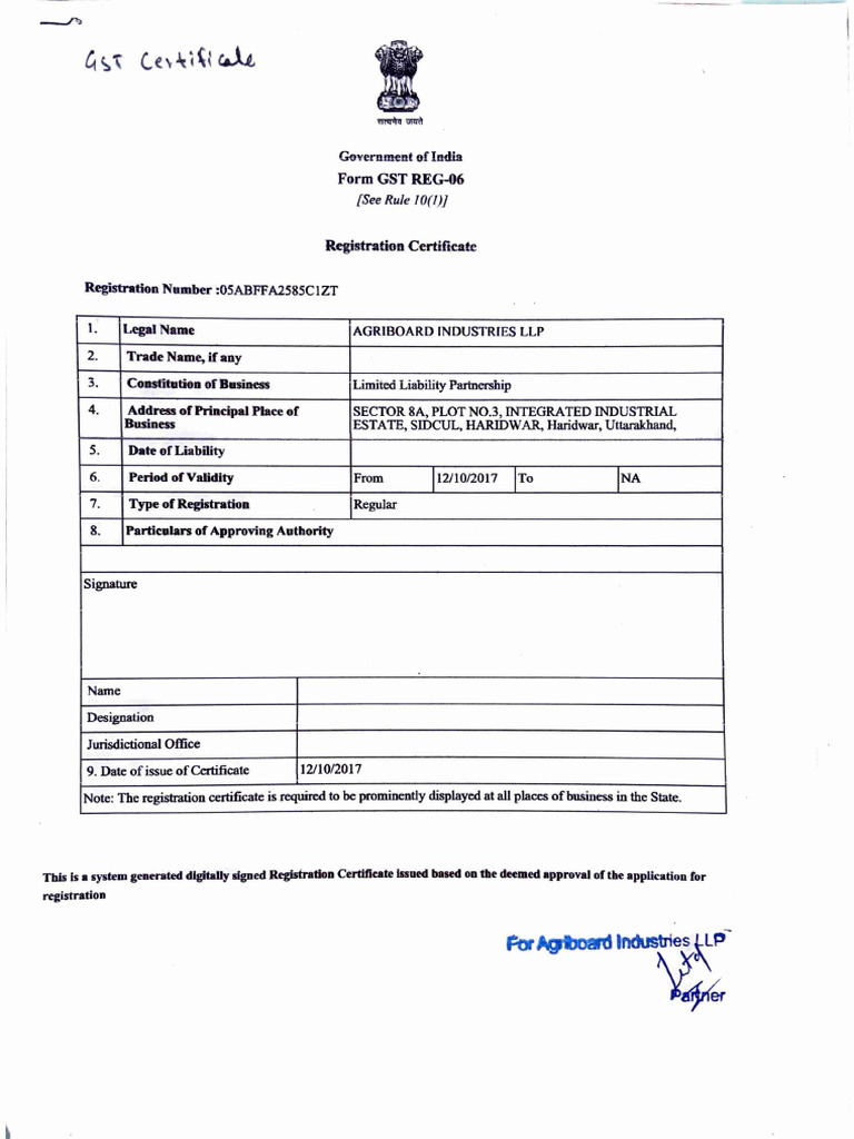 GST Certificate | PDF