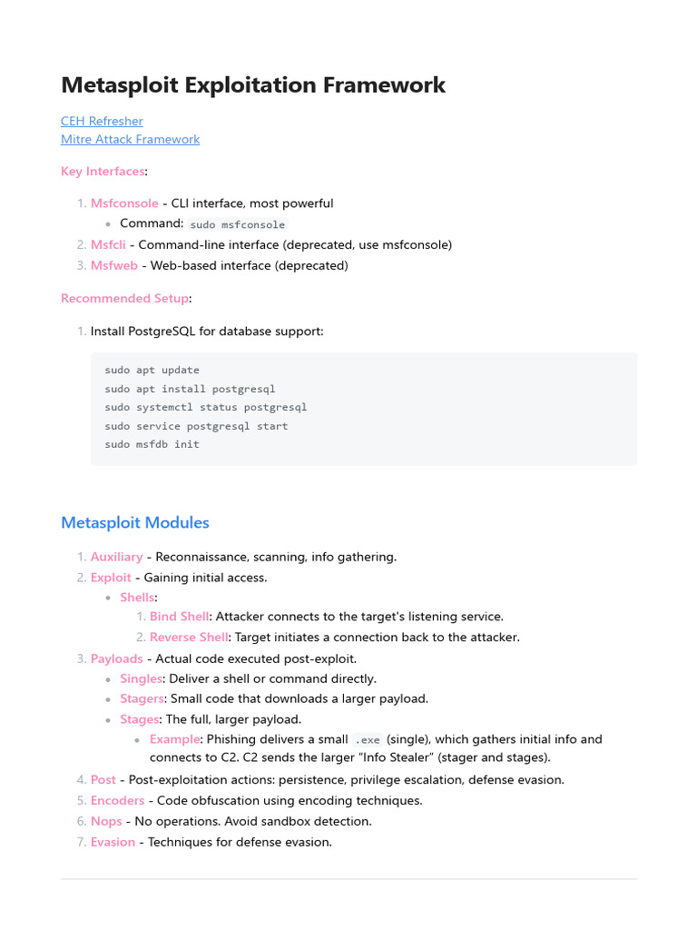 Metasploit Exploitation Framework | PDF