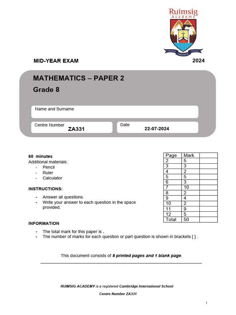 P2_math grade 8 term 2 | PDF