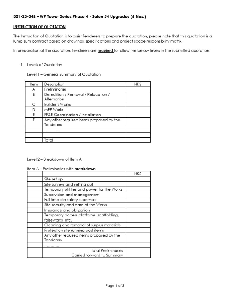 10 - Attachment 4 - Instruction of Quotation | PDF