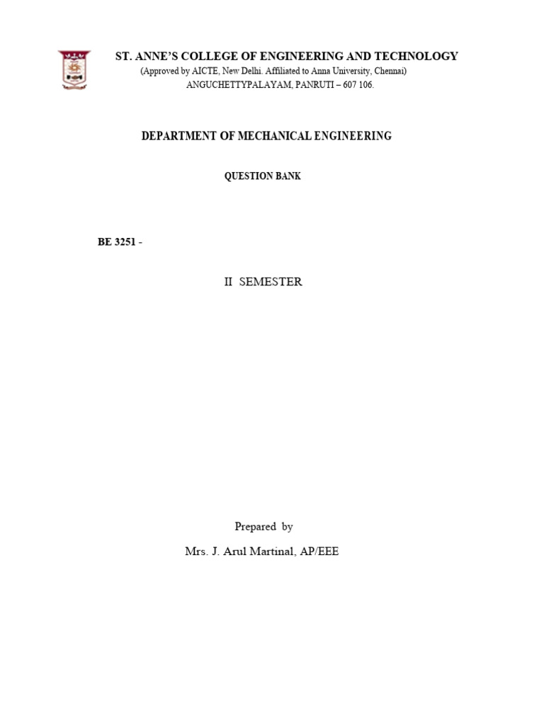 BE3251 BEEE QB | PDF