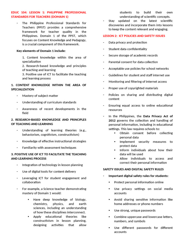 EDUC 104 Prelim Handout | PDF