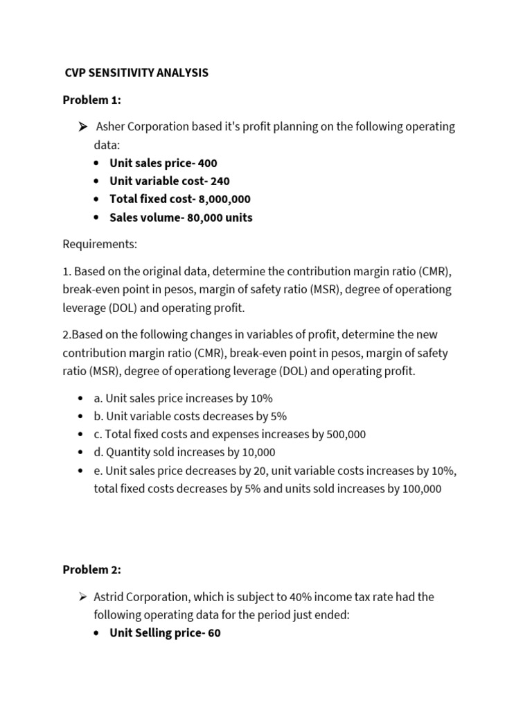 CVP-SENSITIVITY-ANALYSIS | PDF
