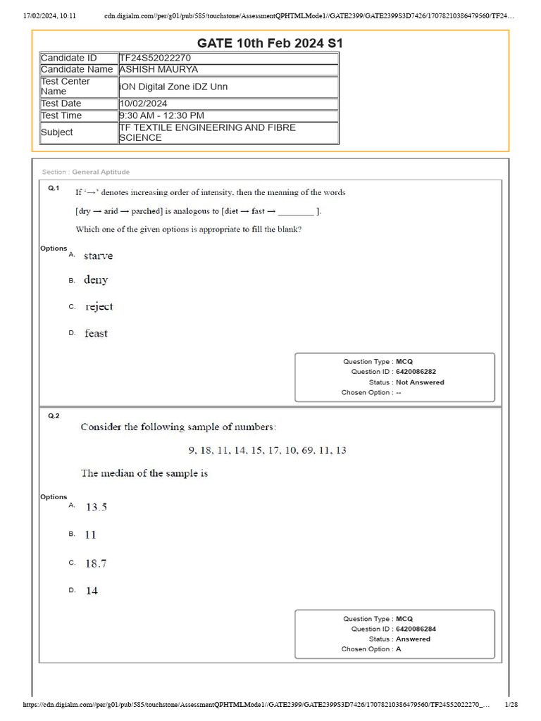 Ashish Response Sheet | PDF