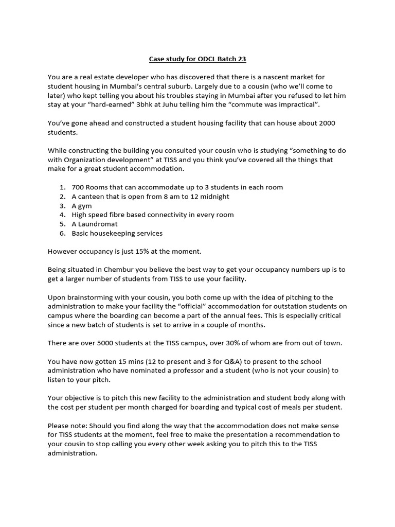 Case Study For TISS ODCL Batch 23 | PDF
