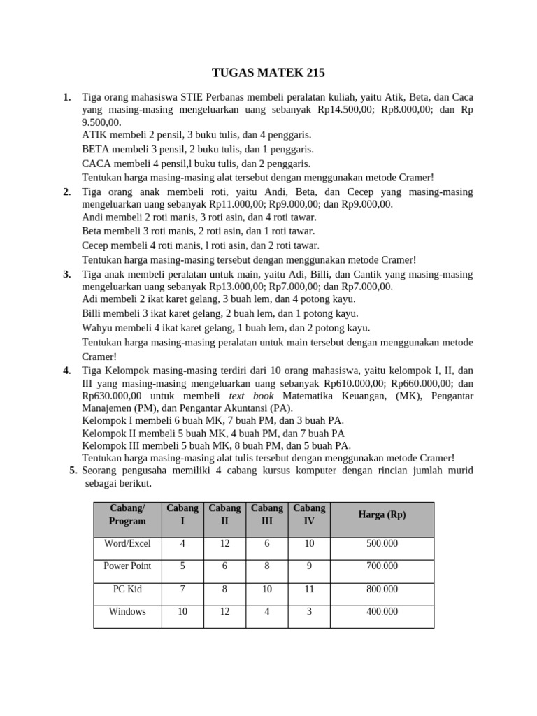 Tugas Matek 215 | PDF
