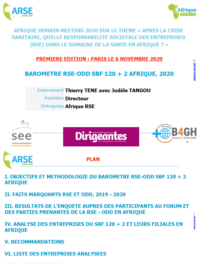 Barometre RSE ODD SBF 120 Afrique 2020 | PDF