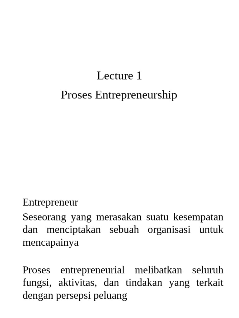 Lecture 1 Proses Kewirausahaan | PDF