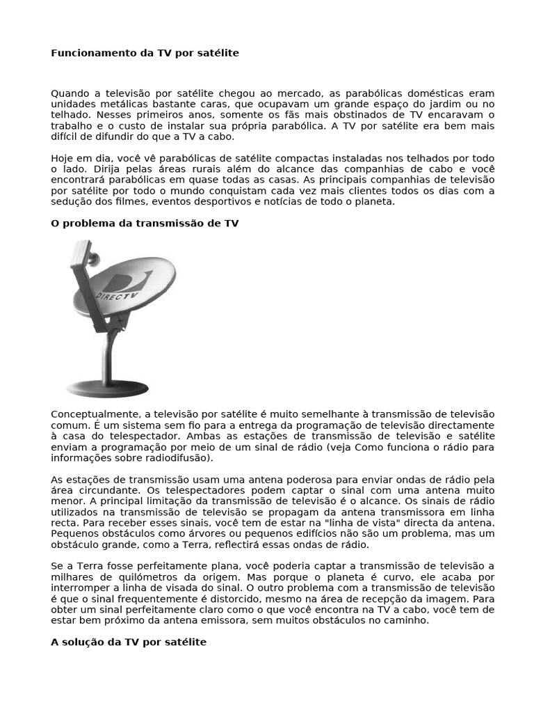 Entendendo a TV por Satélite | PDF | Satélite | Radiodifusão