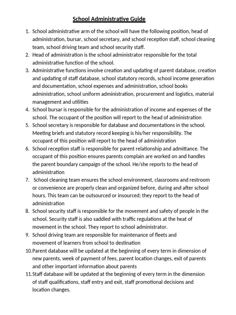 School Administrative Guide | PDF