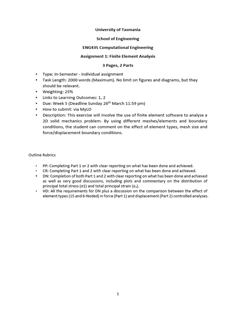 Assignment 1 - 2023.PDF 435 | PDF | Finite Element Method | Materials