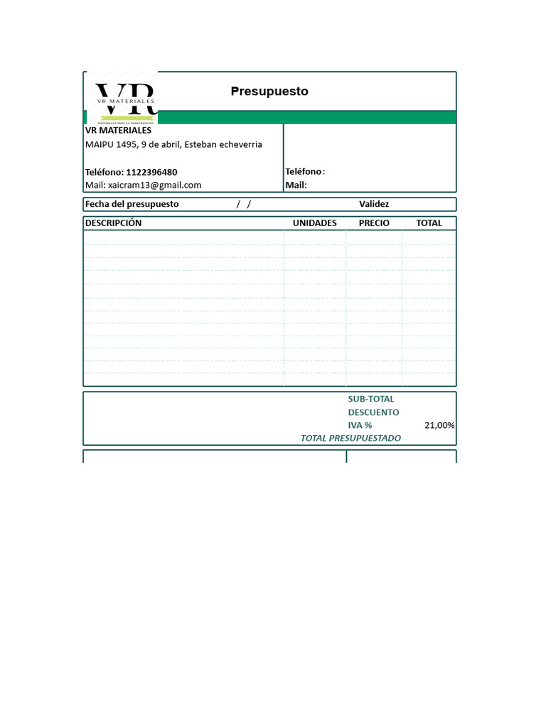 plantilla-presupuesto-obra-excel-1 | PDF
